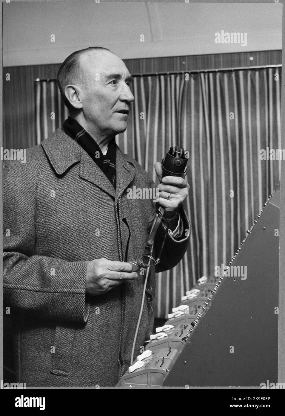 Museum director Gunnar Nydell at the Swedish Railway Museum, speaks at ...