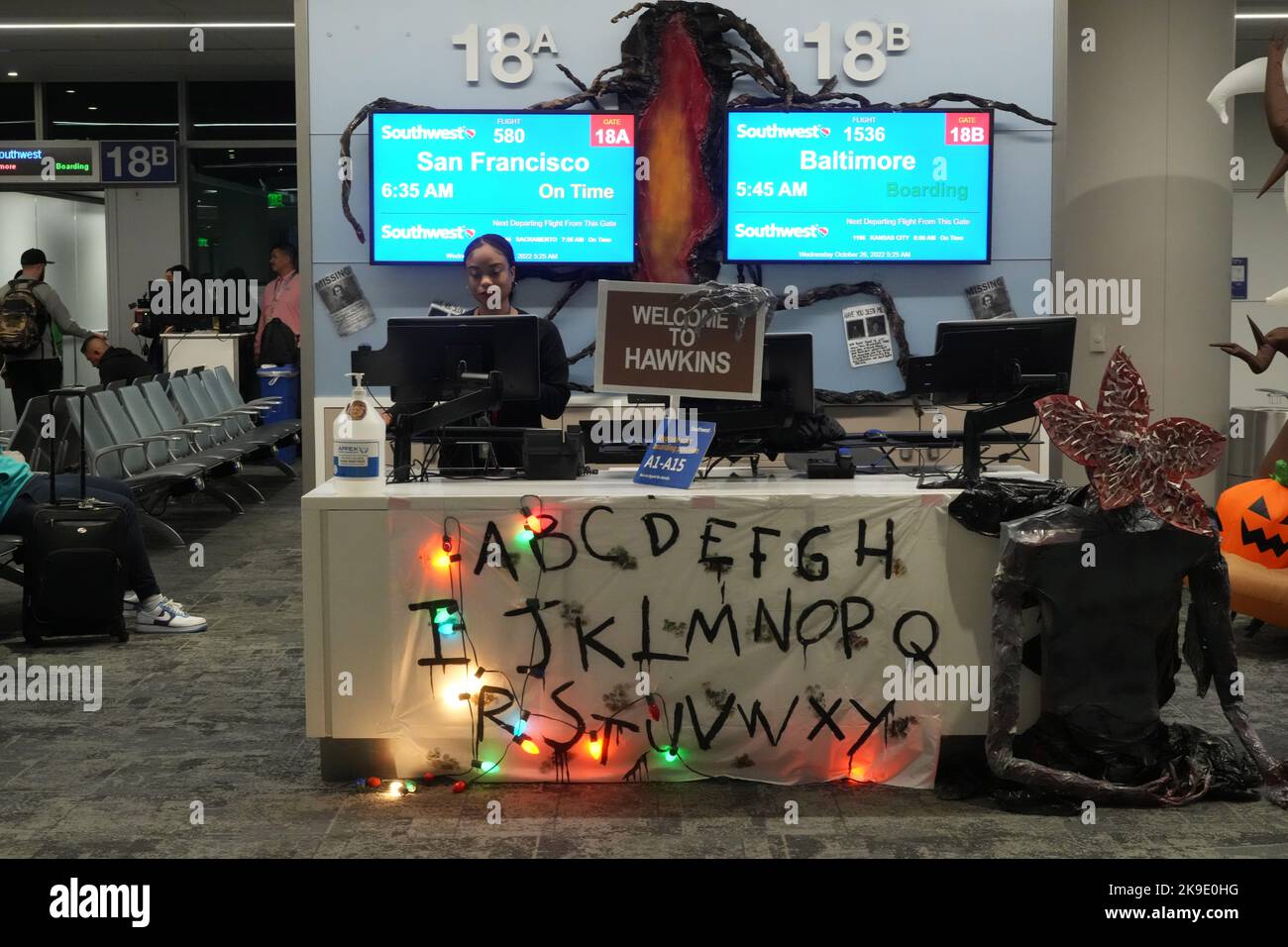 Halloween decorations at Southwest ticket counter at Terminal 1 at the ...