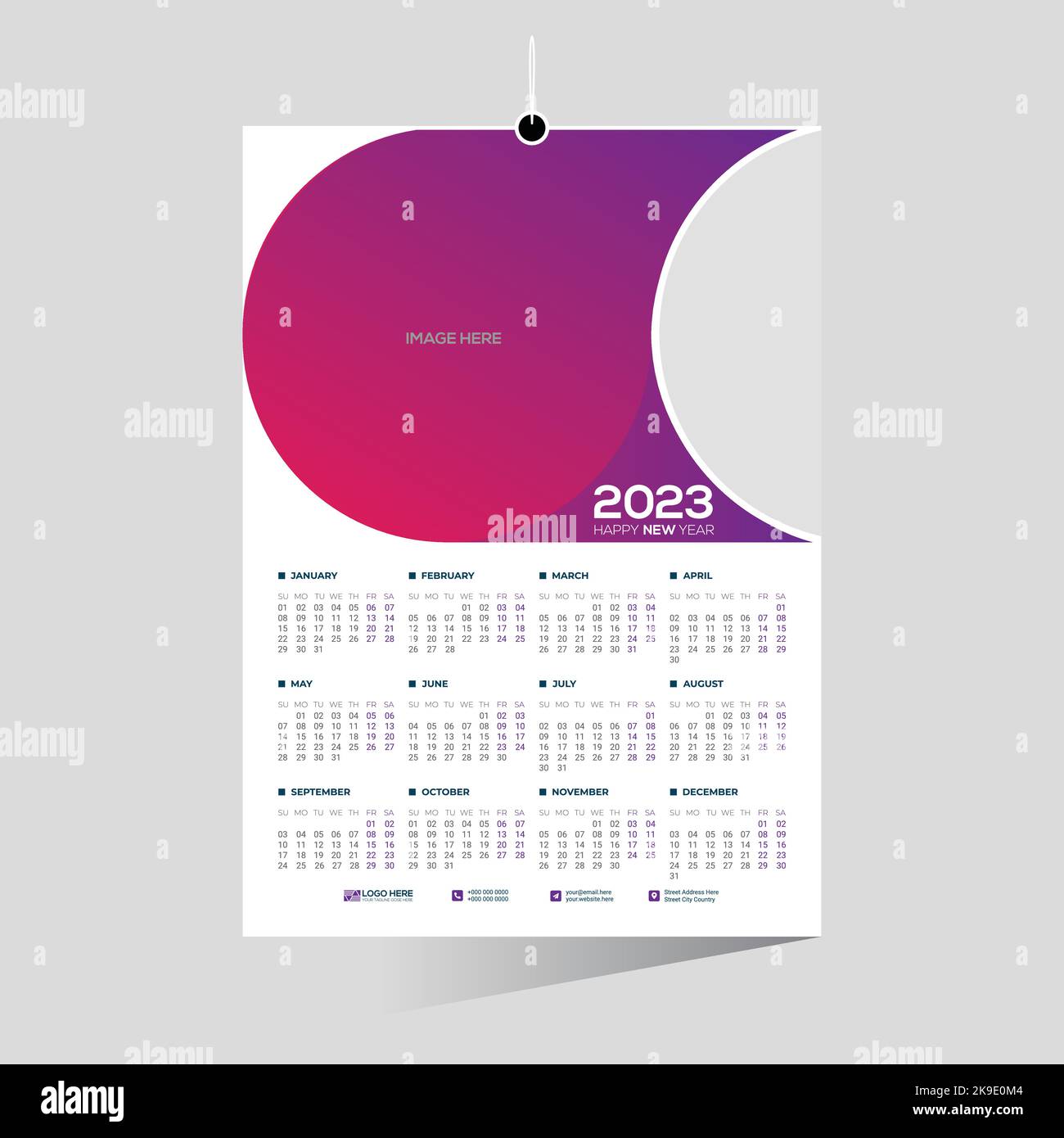 2023 wall vector calendar design Stock Vector Image & Art - Alamy