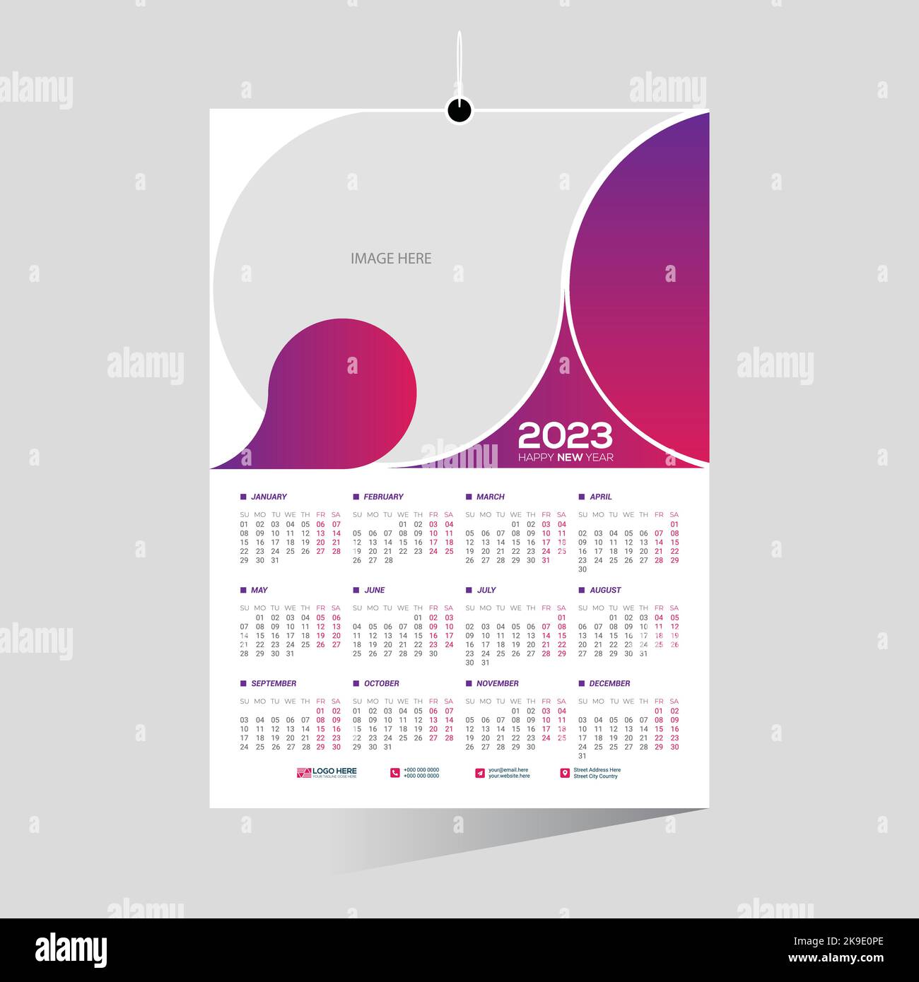 2023 wall vector calendar design Stock Vector Image & Art - Alamy