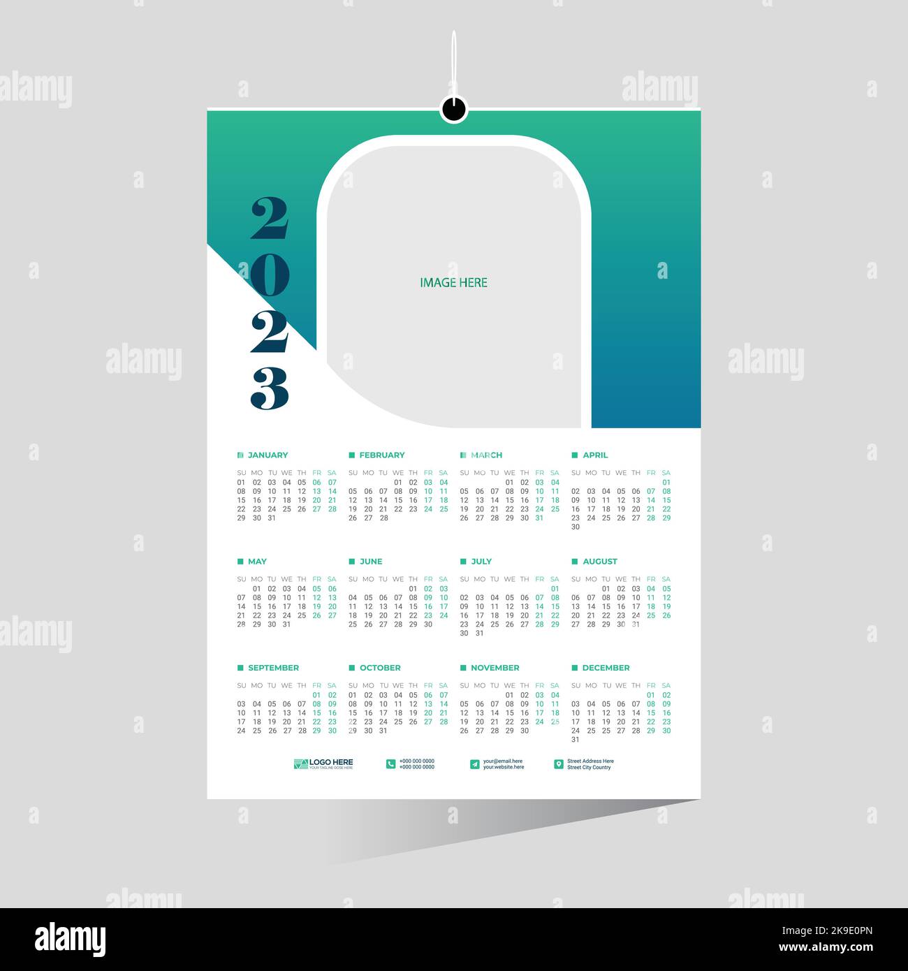 2023 wall vector calendar design Stock Vector Image & Art - Alamy