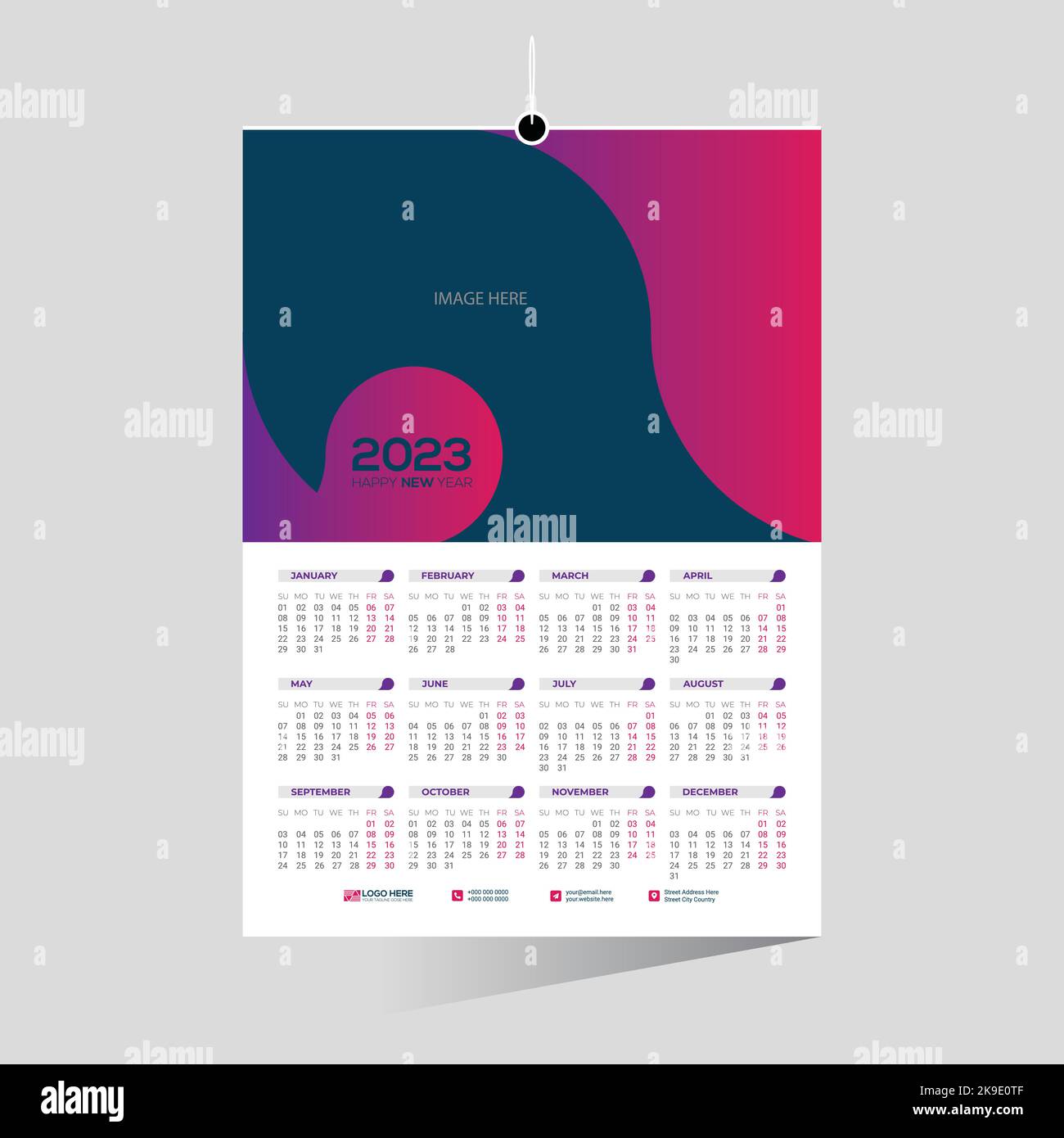 2023 wall vector calendar design Stock Vector Image & Art - Alamy