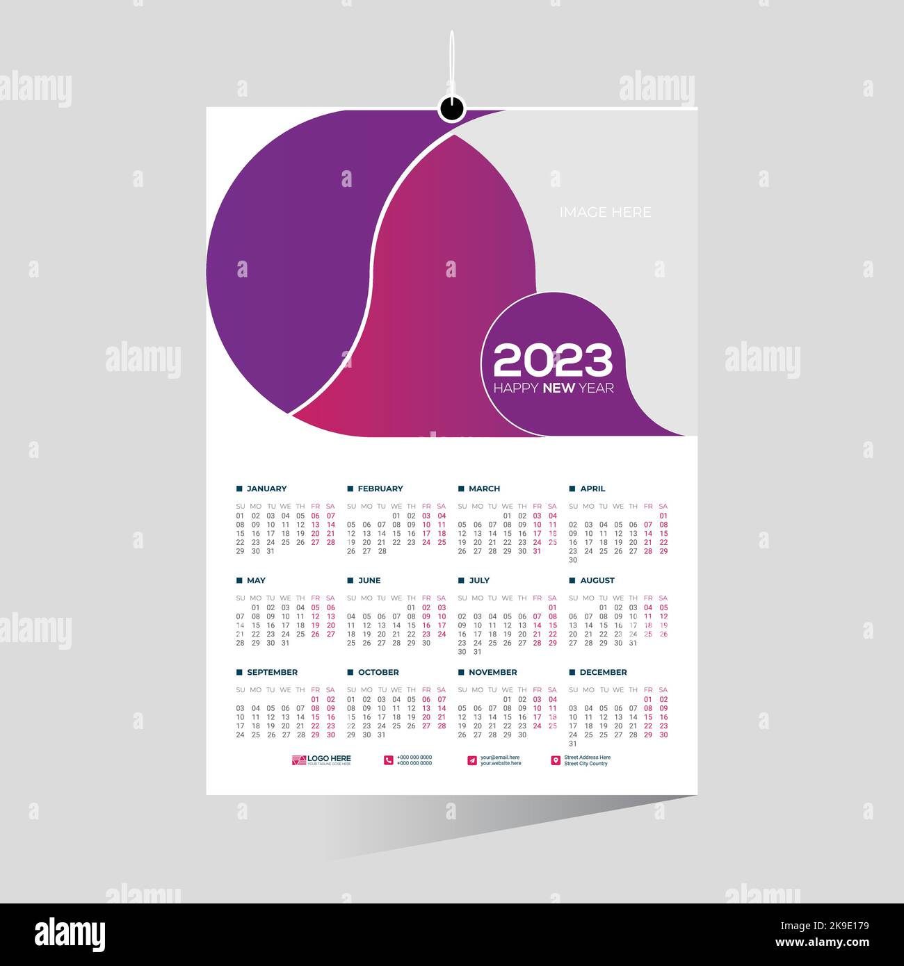 One page 2023 calendar hi-res stock photography and images - Alamy