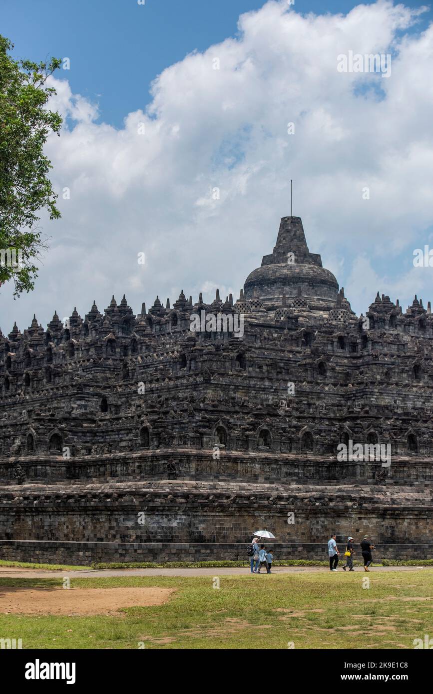 Indonesia, Java, Borobudur. The largest Buddhist monument in the world, circa 780-840 AD ...