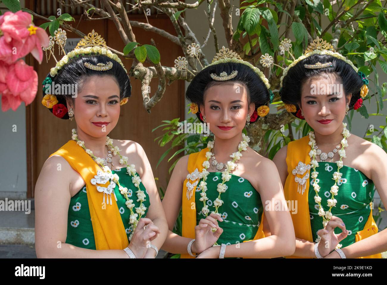 Indonesia, Java, Borobudur. Cultural folkloric dancers in traditional ...