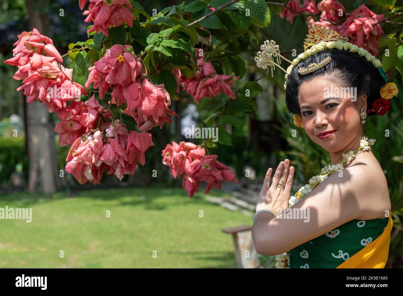 Indonesia, Java, Borobudur. Cultural folkloric dancers in traditional ...