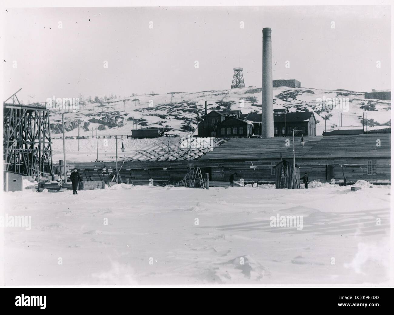 Ore storage in Luleå station. 1888-03-12 The first ore train came down ...