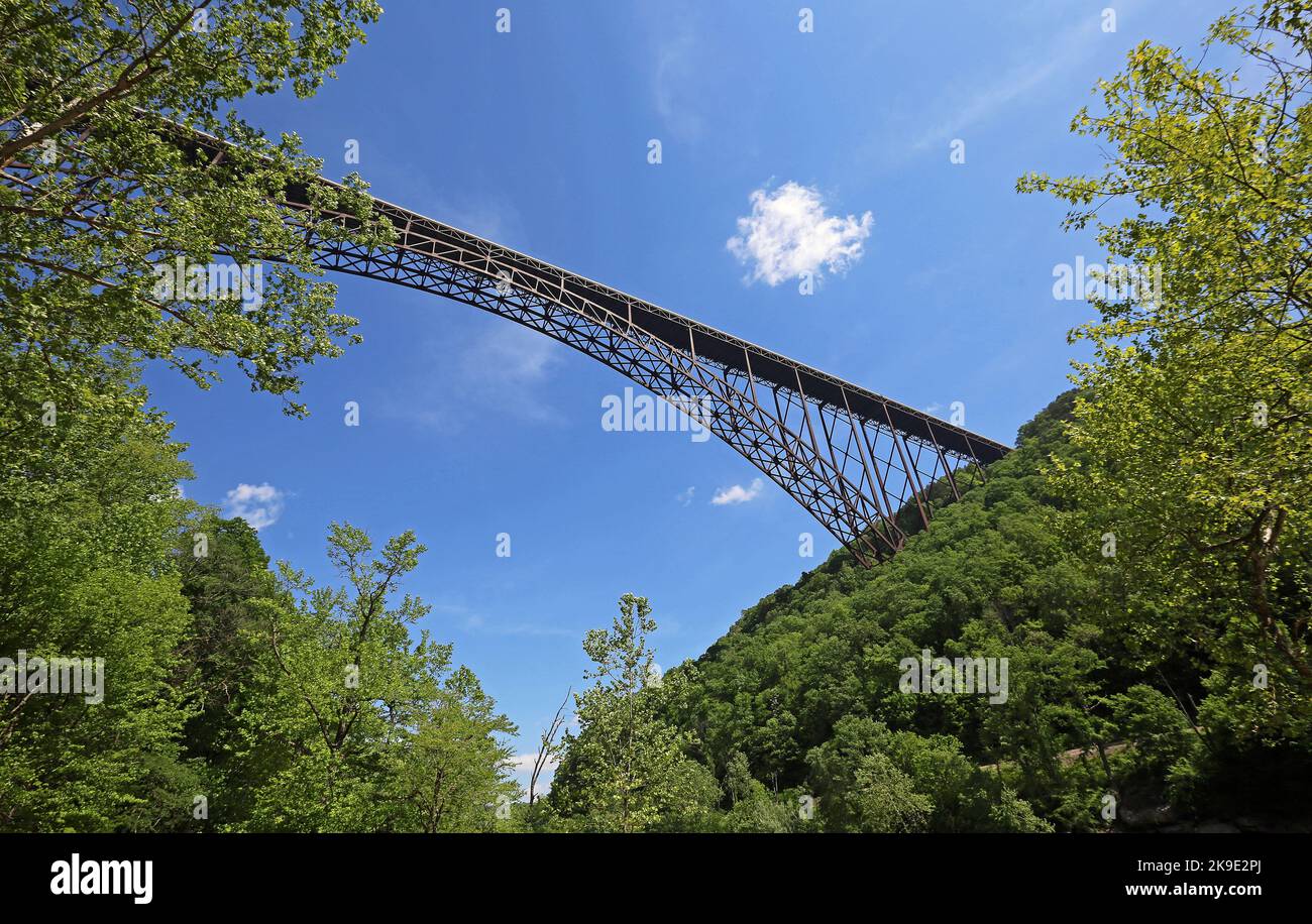 Looking up the bridge - New River Gorge Bridge - West Virginia Stock ...