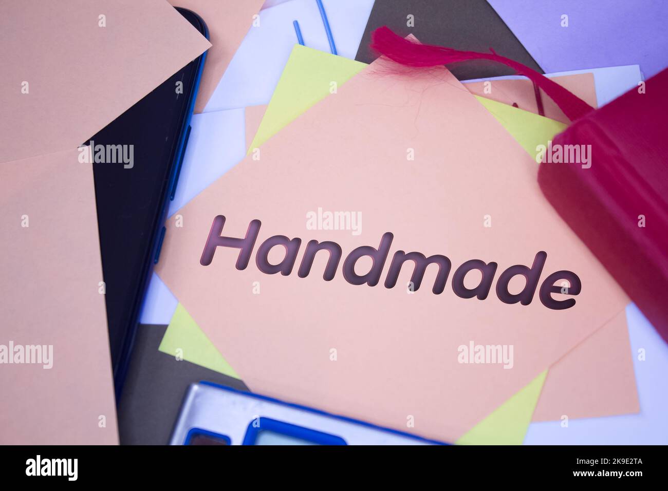 Handmade. Text on adhesive note paper. Event, celebration reminder ...