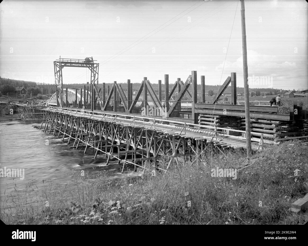 Bridge over the fax river. Långsele - Mellansel Stock Photo - Alamy