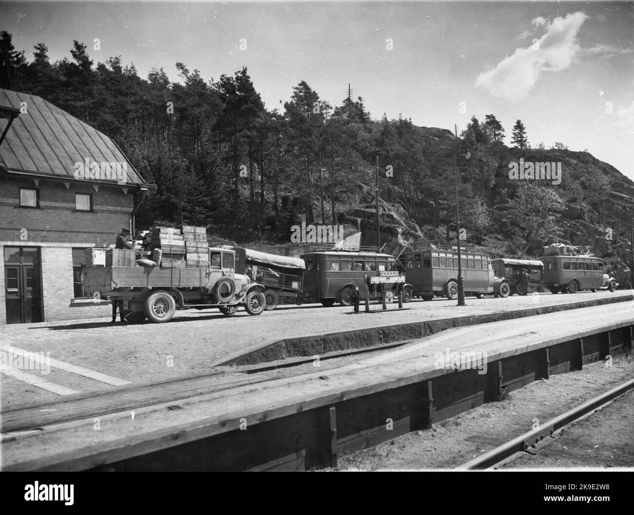 State railways, SJ buses and trucks at Dingle Railway Station. Among ...