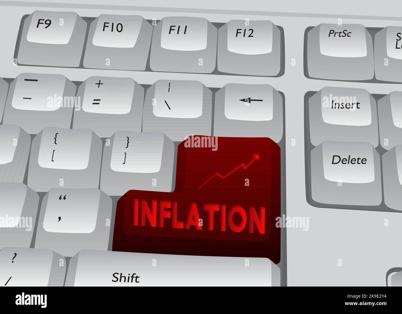 Computer Keyboard with Inflation text. Close-up of an electronic ...