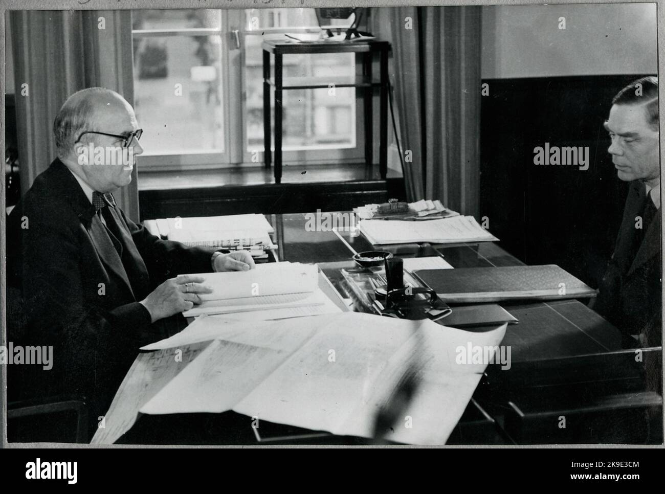 Director General Gustaf Dahlbeck and Bureau Manager Ringqvist Stock ...