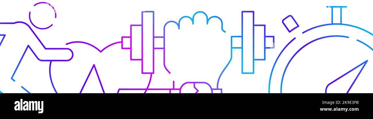 Fitness GYM related horizontal banner or bottom border template ...