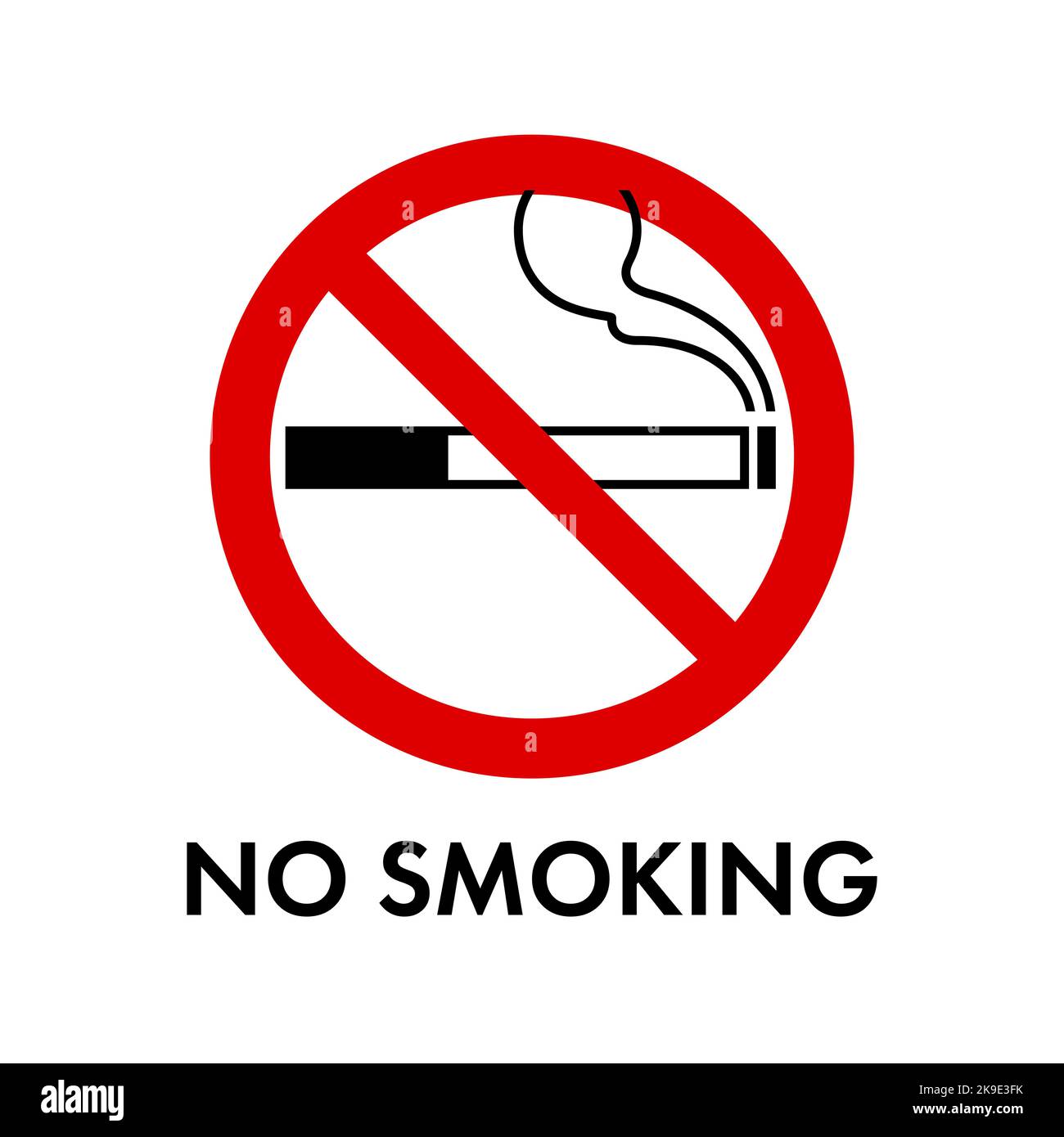 NO SMOKING prohibition sign. No symbol, do not sign, circle backslash ...