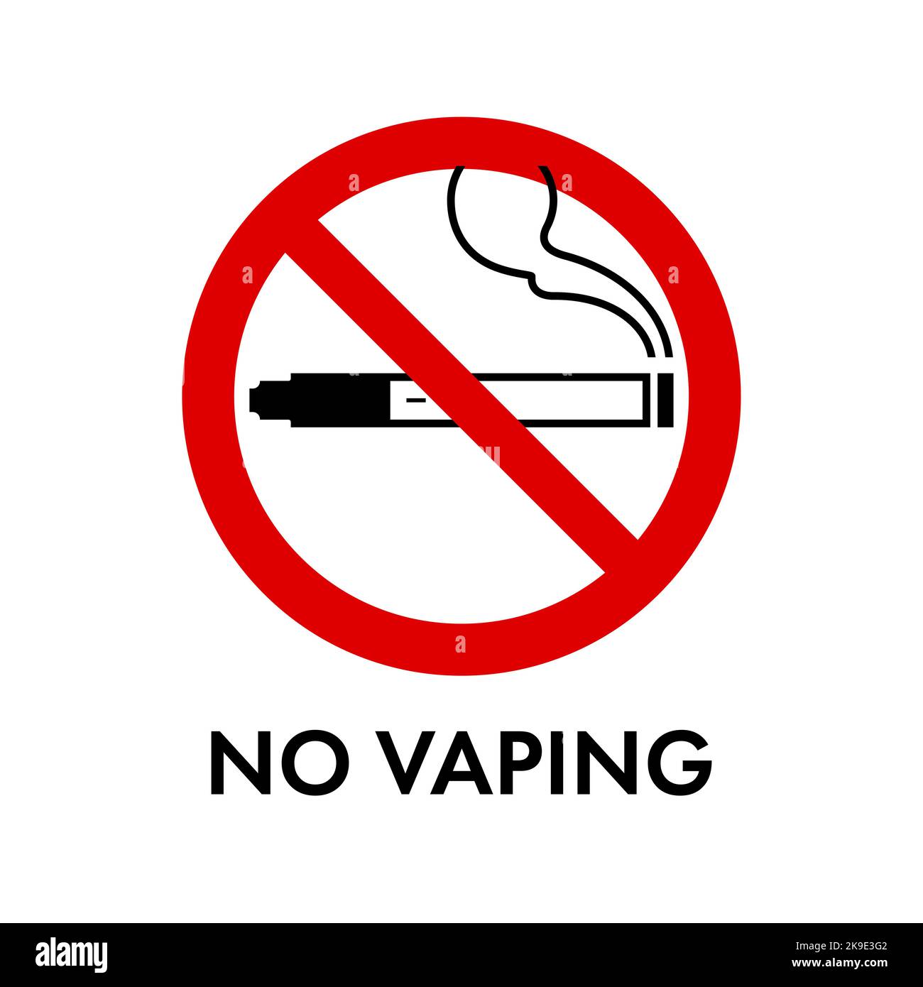 NO VAPING prohibition sign. No symbol, do not sign, circle backslash ...