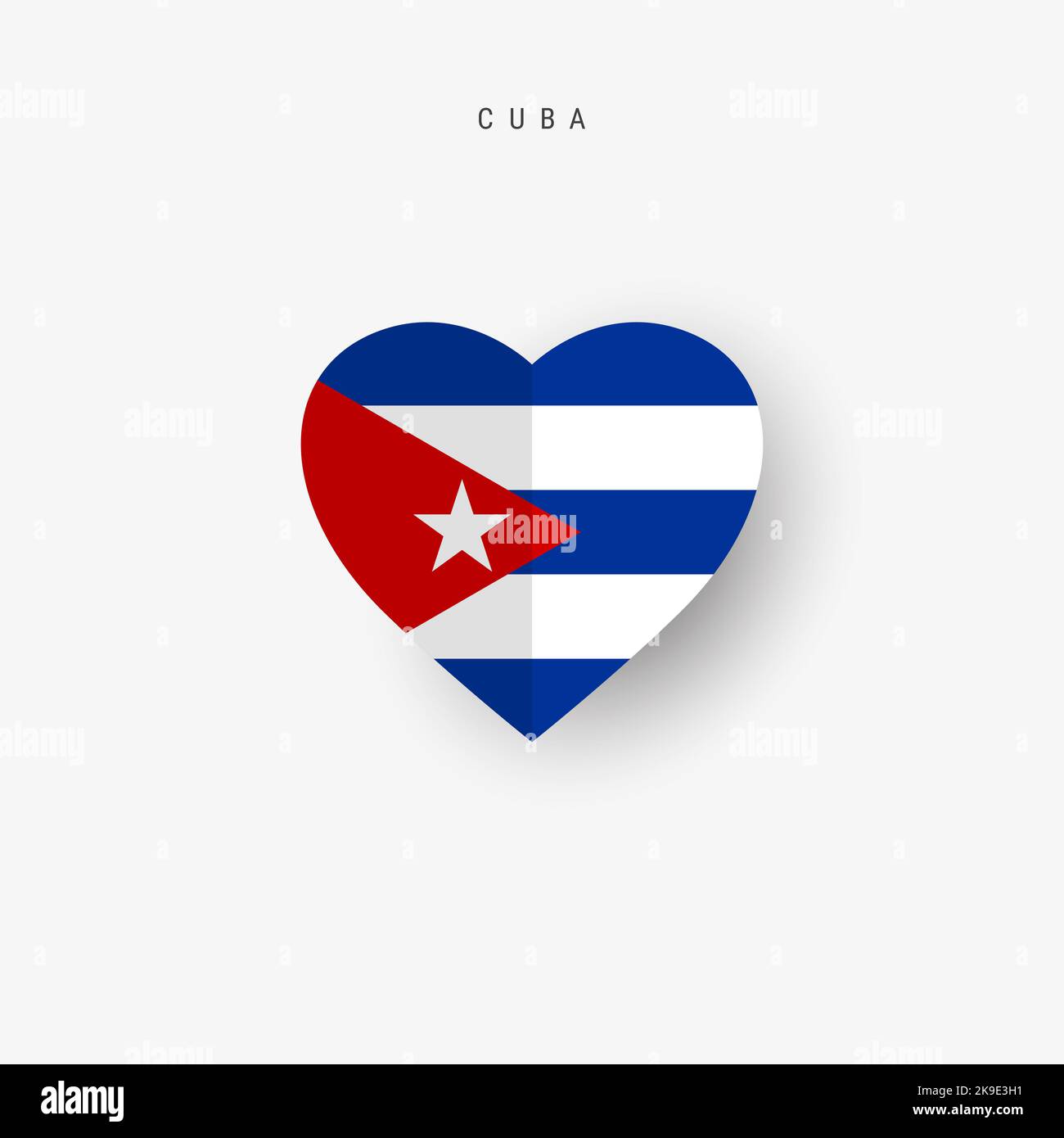 Cuba heart shaped flag. Origami paper cut Cuban national banner. 3D ...