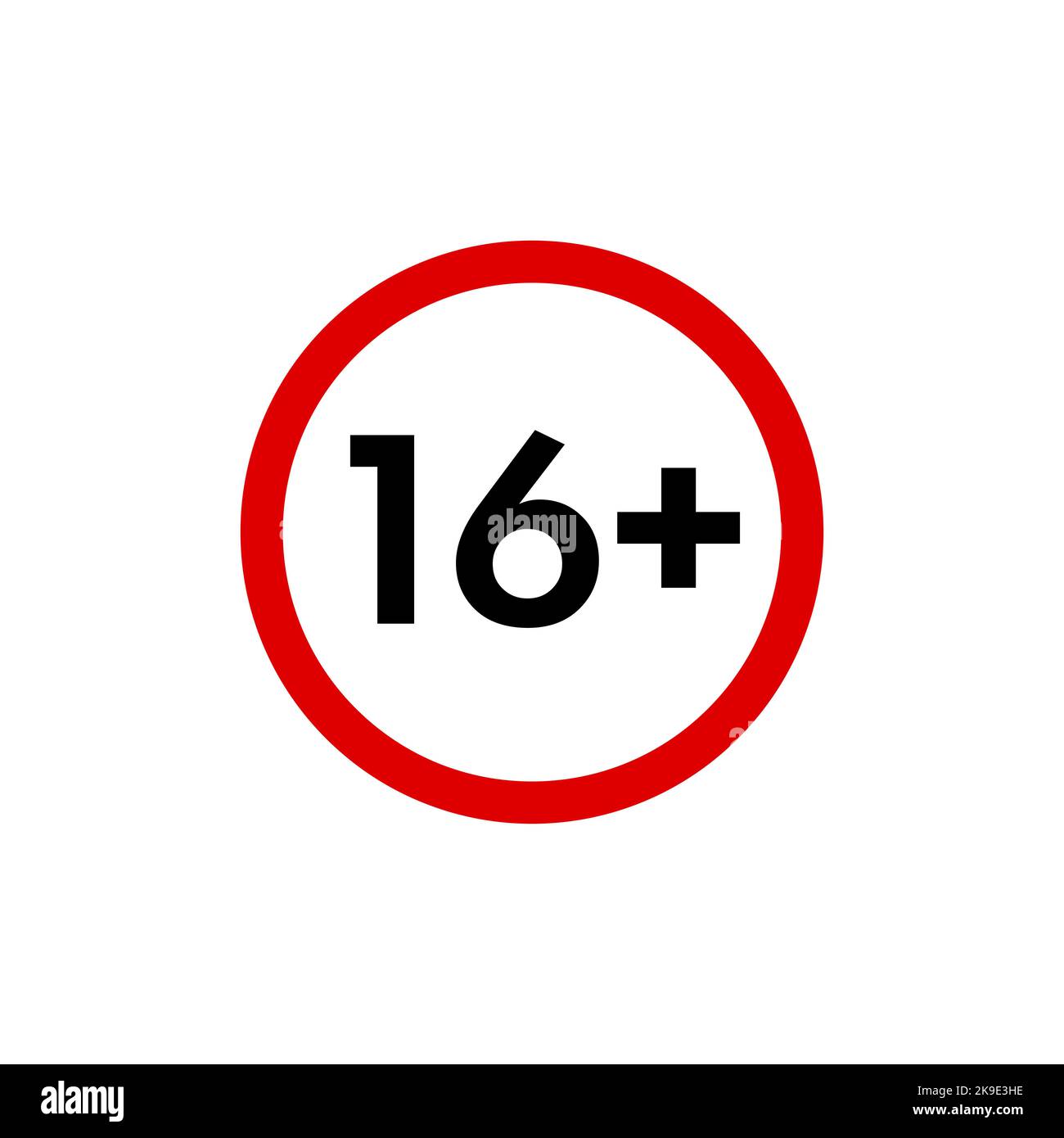 Sixteen plus icon, under 16 years old prohibition sign, age restriction ...