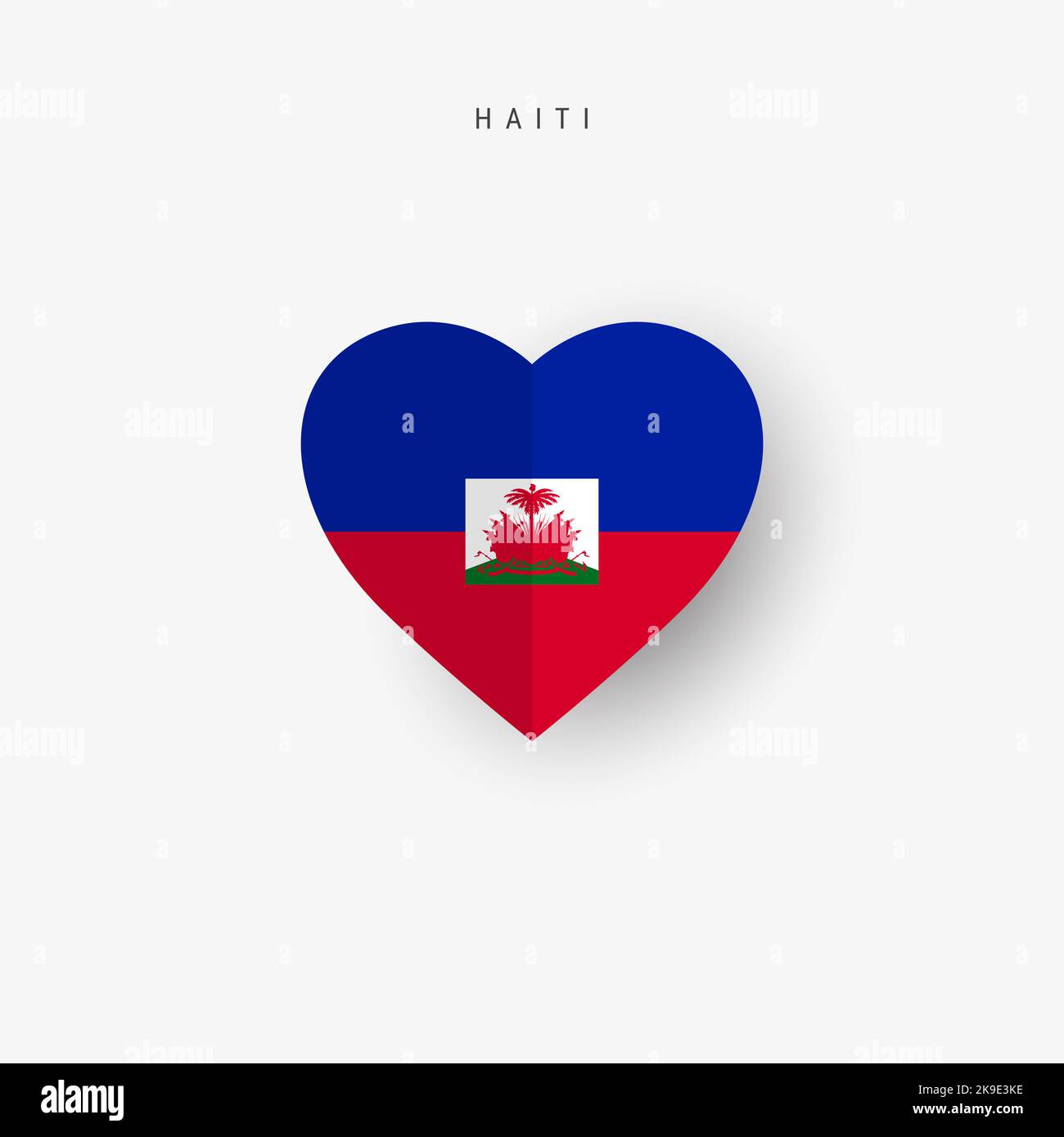 Haiti heart shaped flag. Origami paper cut Haitian national banner. 3D ...