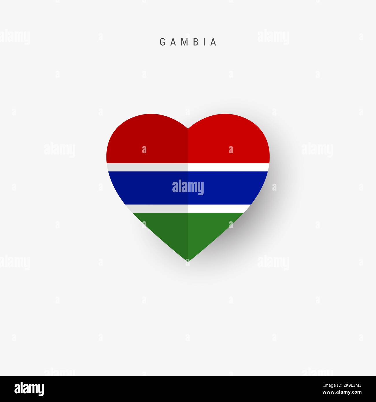 Gambia heart shaped flag. Origami paper cut Gambian national banner. 3D ...
