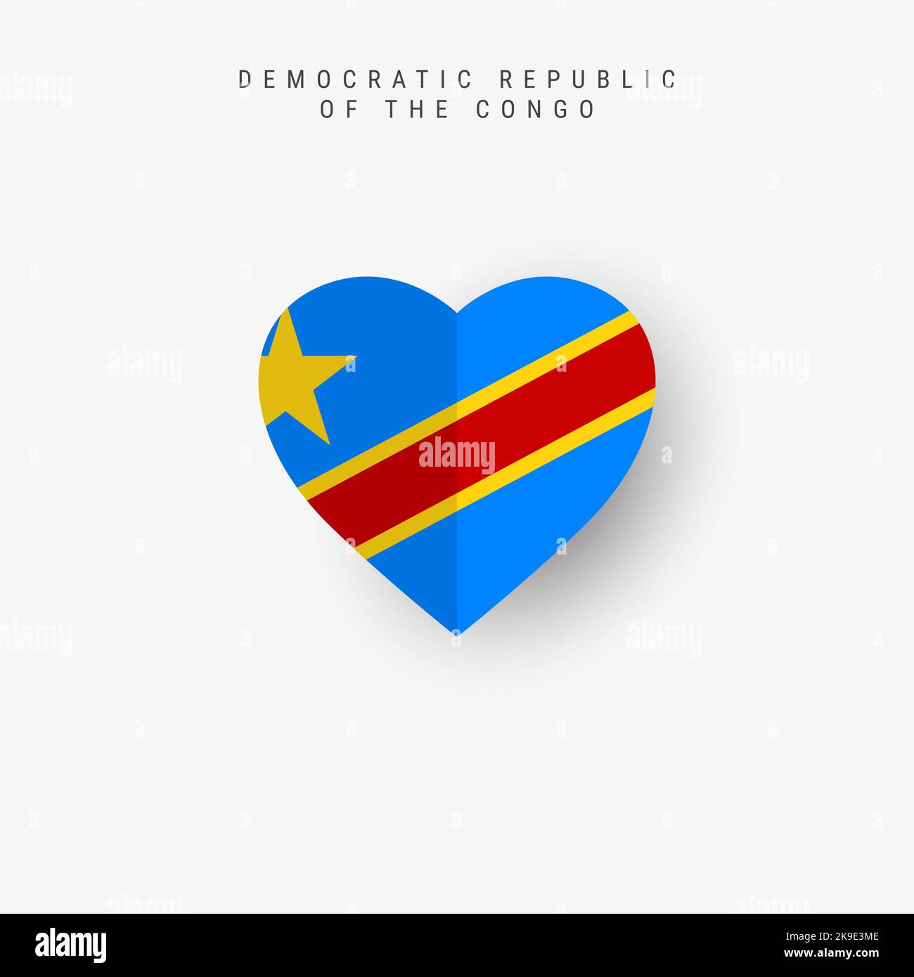 Democratic Republic of the Congo heart shaped flag. Origami paper cut ...