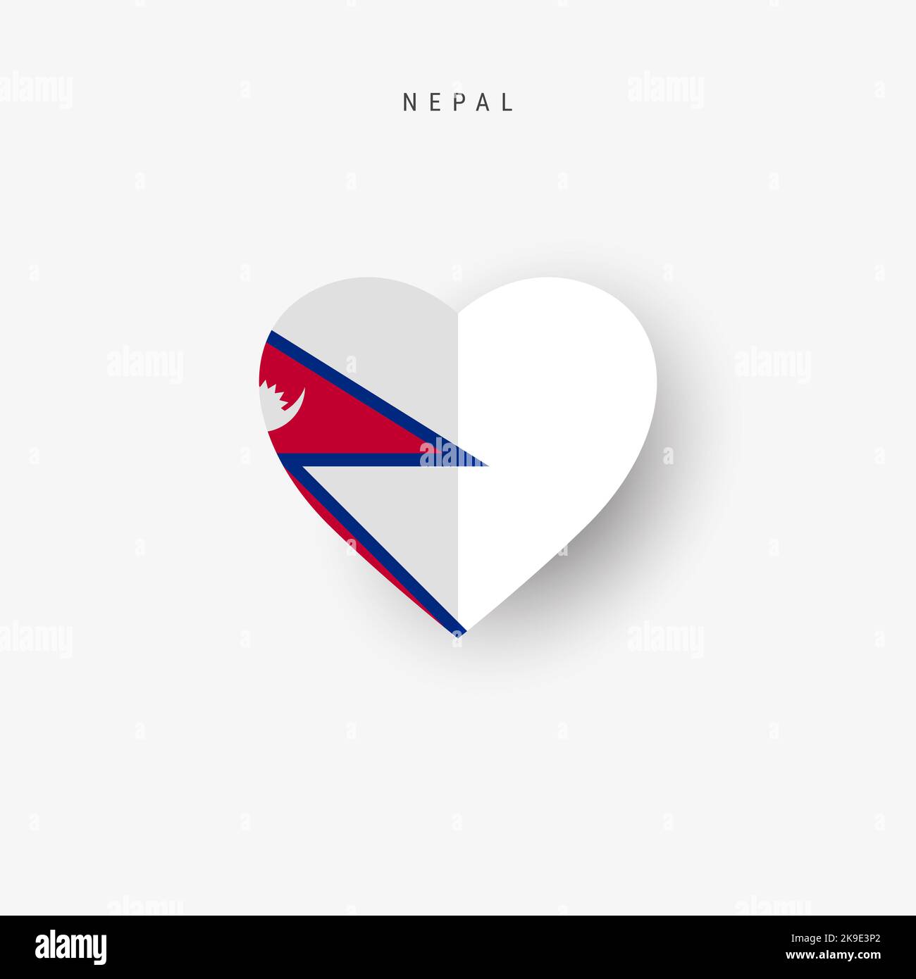 Nepal heart shaped flag. Origami paper cut Nepali national banner. 3D ...