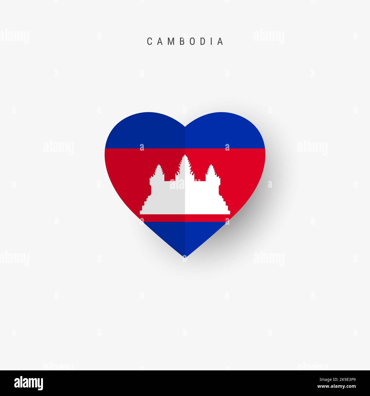 Cambodia heart shaped flag. Origami paper cut Cambodian national banner ...