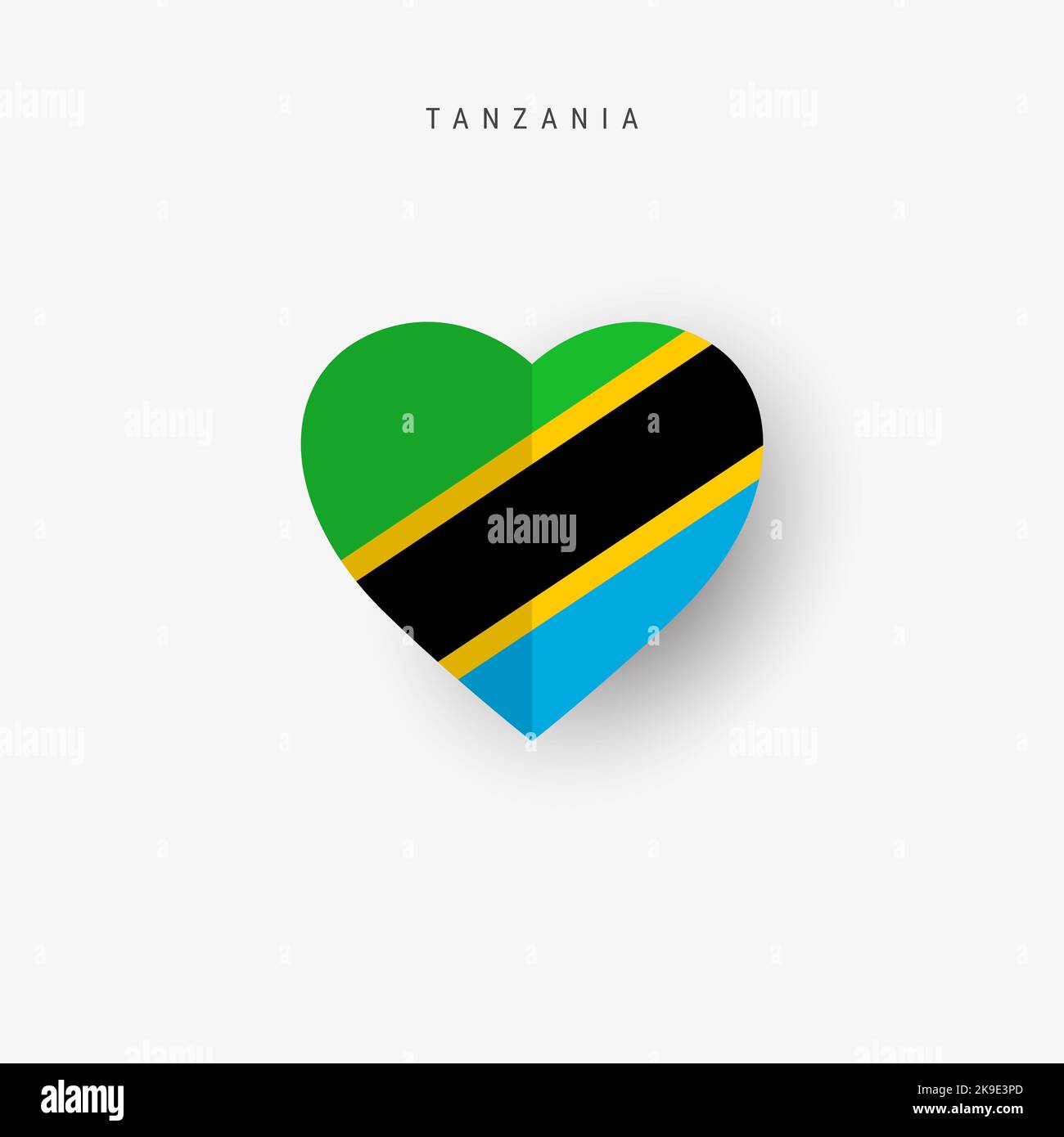 Tanzania heart shaped flag. Origami paper cut Tanzanian national banner ...