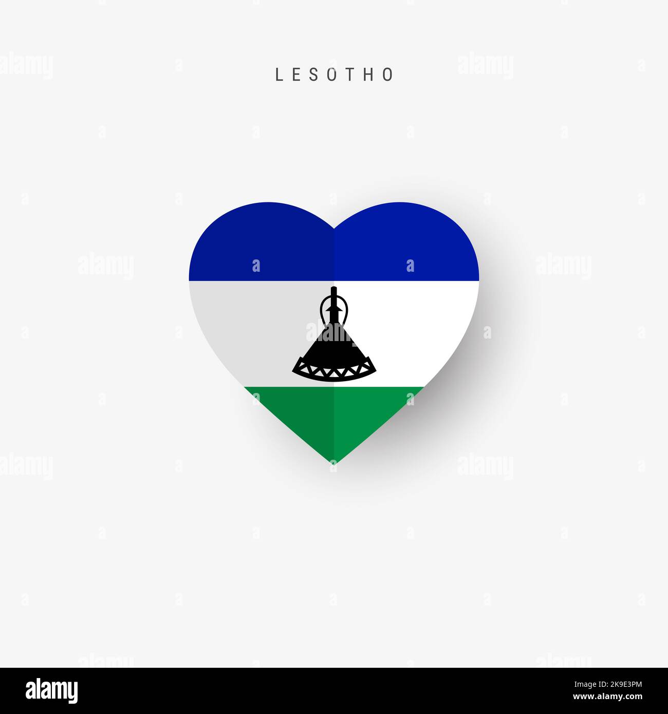 Lesotho heart shaped flag. Origami paper cut Kingdom of Lesotho ...