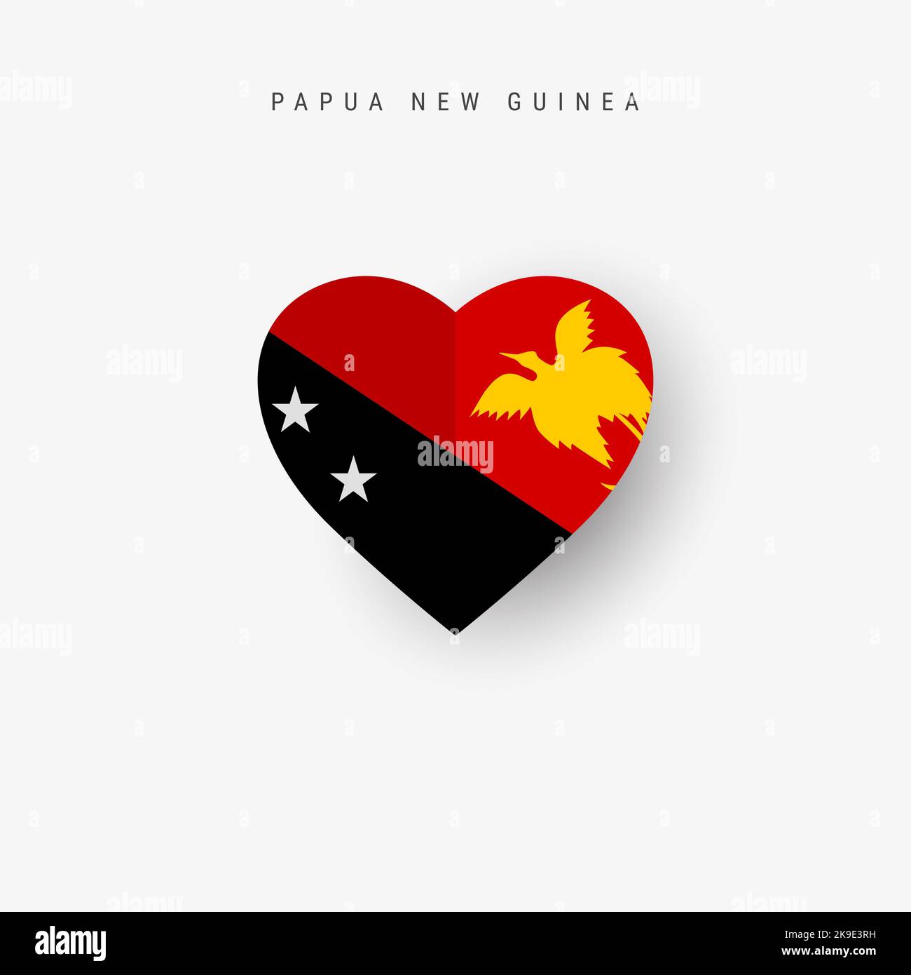 Papua New Guinea heart shaped flag. Origami paper cut PNG national ...