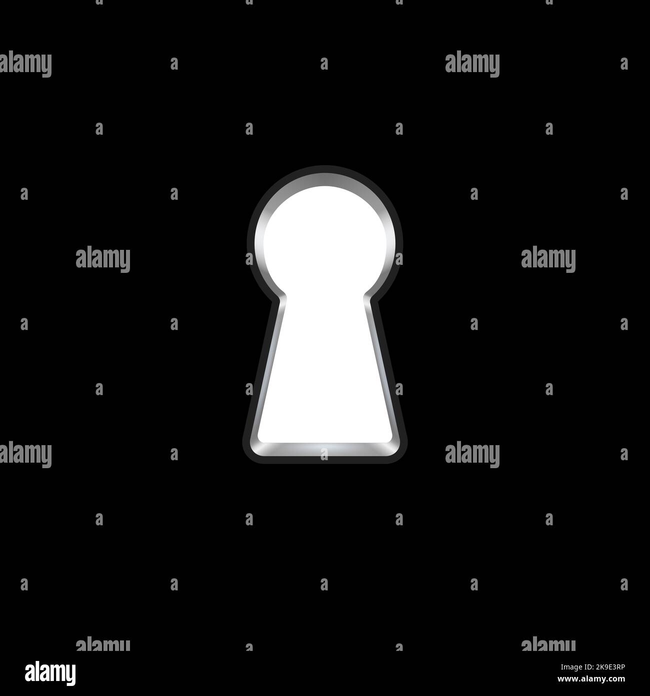 Realistic keyhole. Light keyhole glow on a dark wall. 3D illustration ...