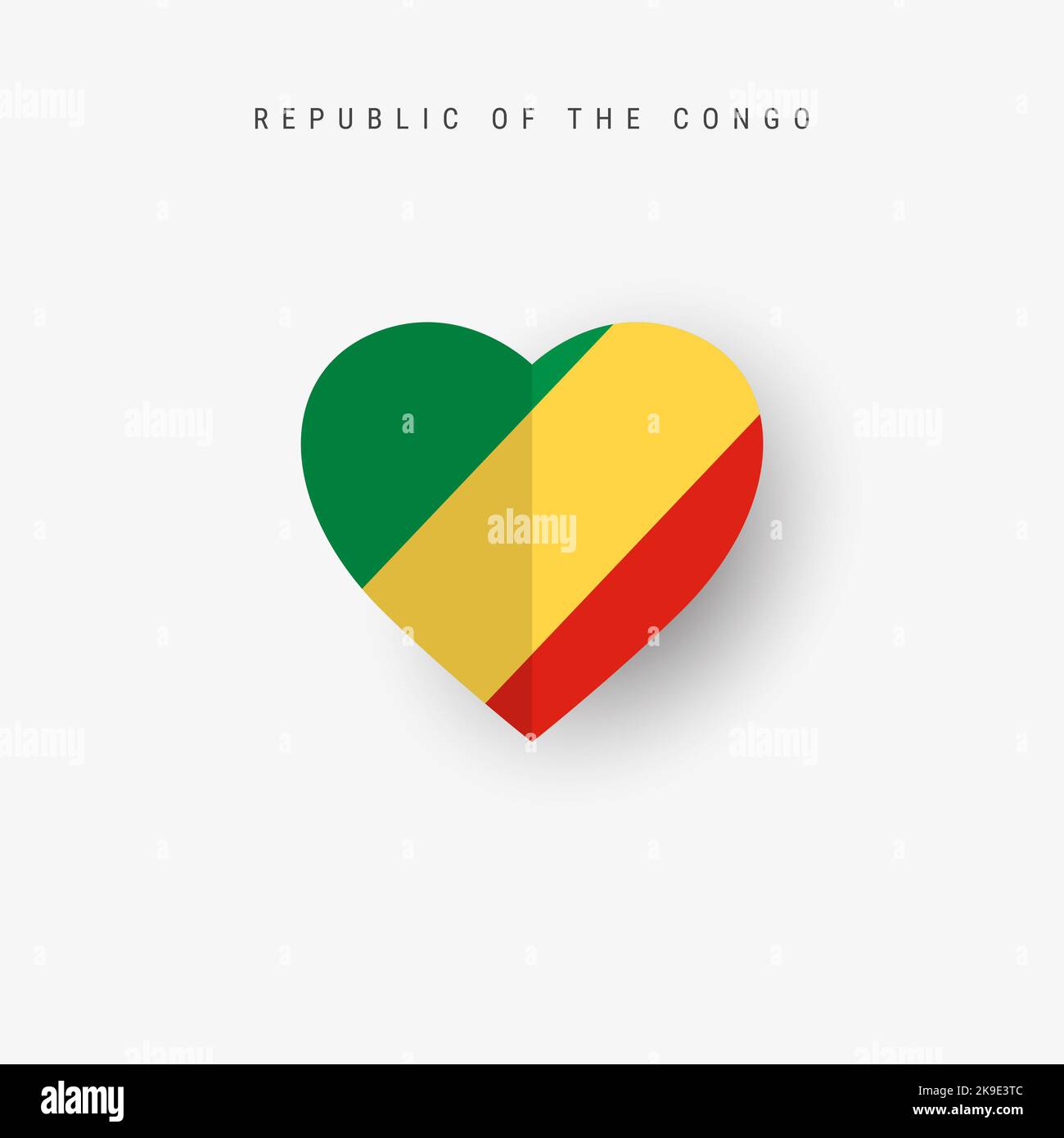 Republic of the Congo heart shaped flag. Origami paper cut Congolese ...