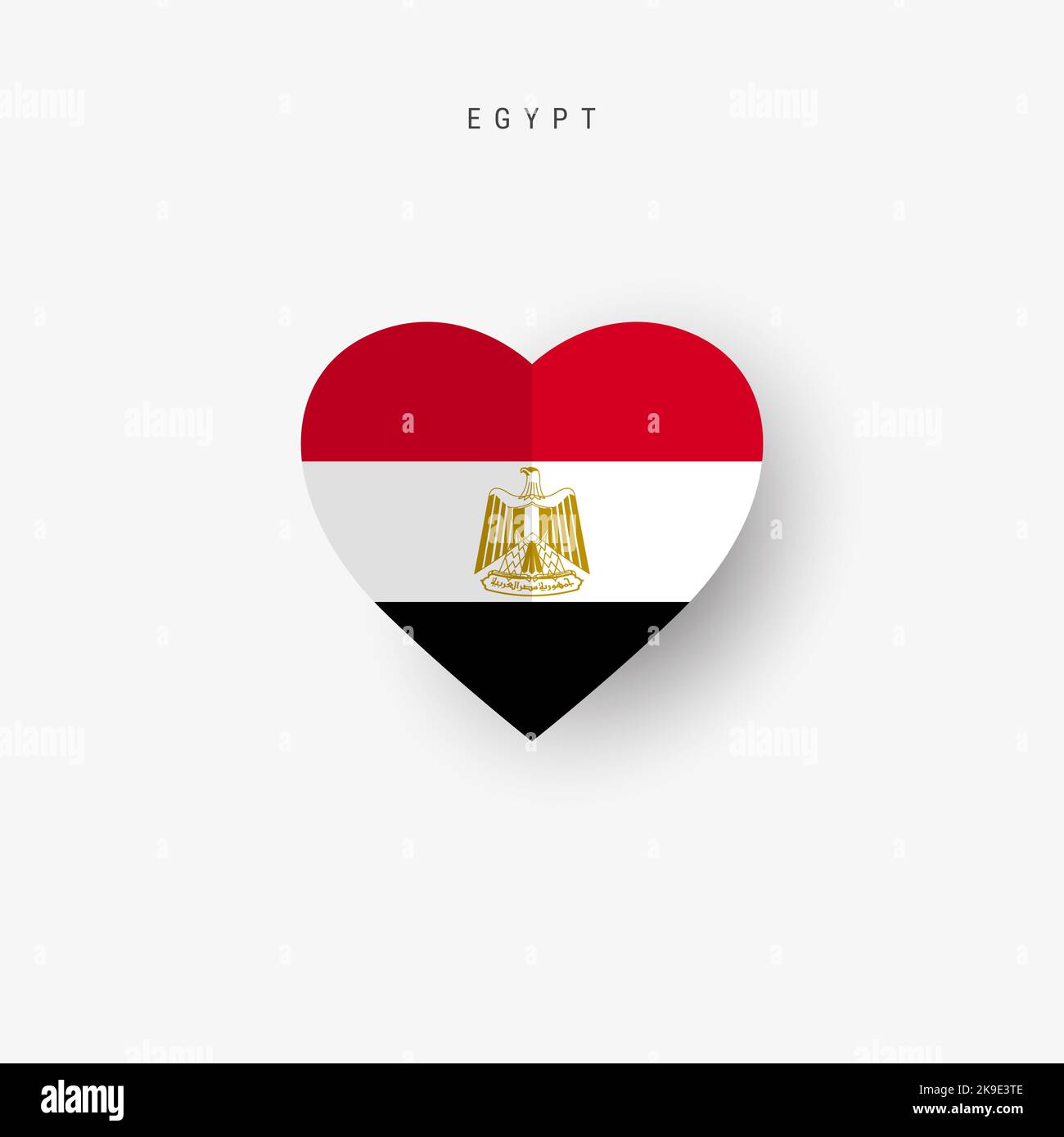 Egypt heart shaped flag. Origami paper cut Egyptian national banner. 3D ...