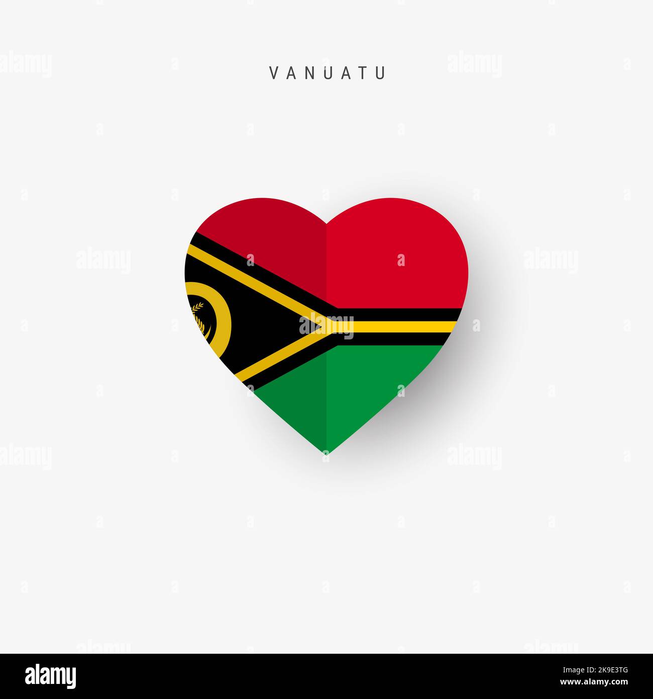 Vanuatu heart shaped flag. Origami paper cut Vanuatuan national banner ...