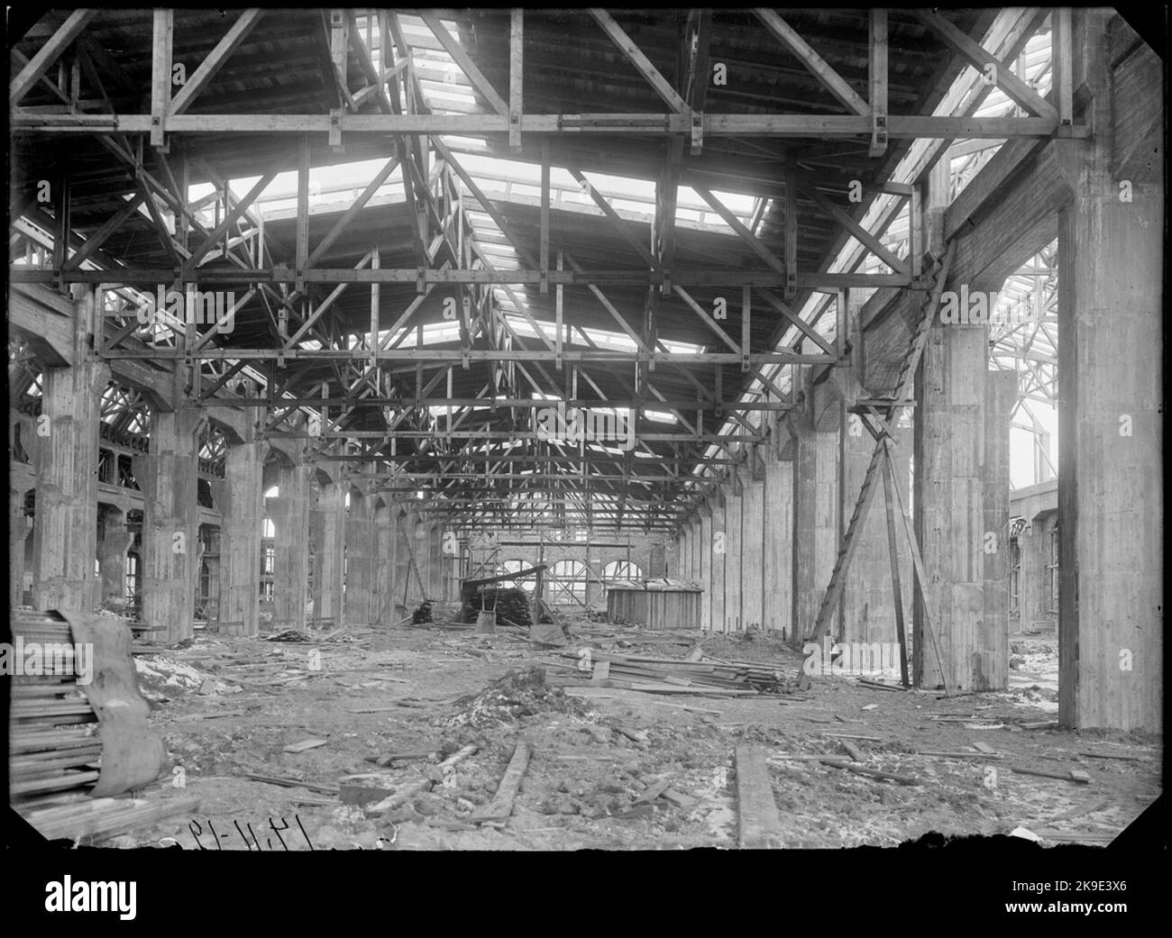 Construction of the locomotive workshop at the State Railway's railway ...