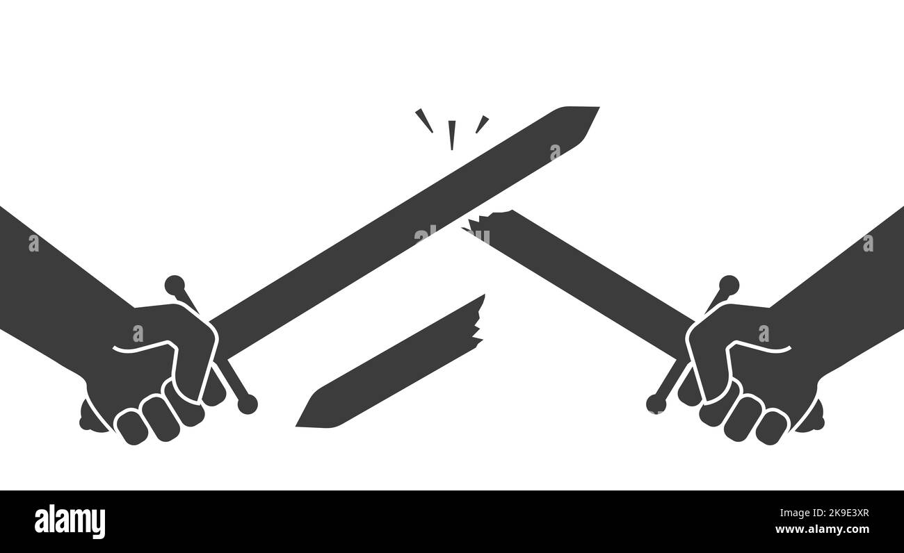 Sword fight. War. Victory, broken sword. The fight between good and ...