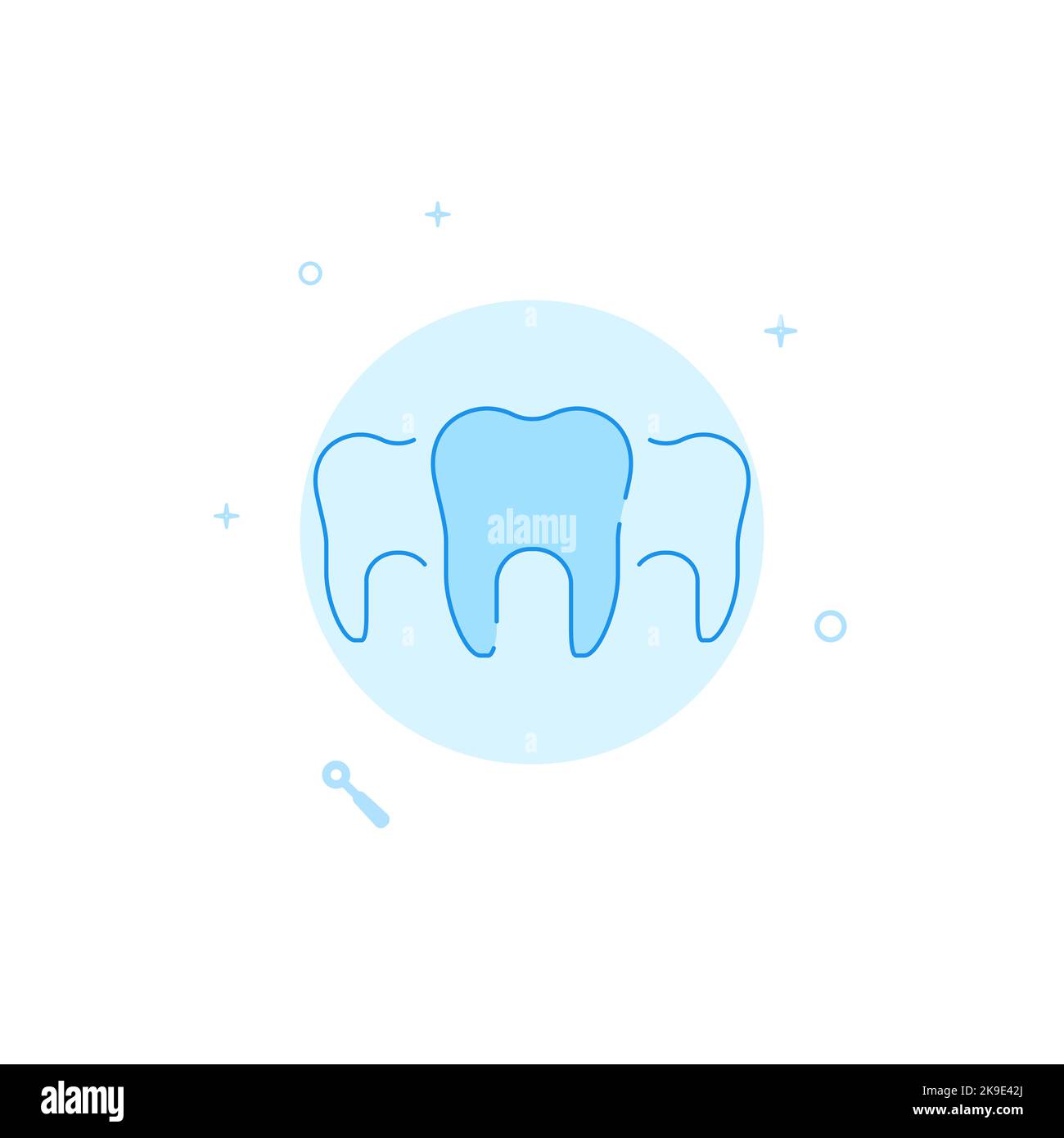 Row of teeth icon. Flat illustration. Filled line style. Blue ...