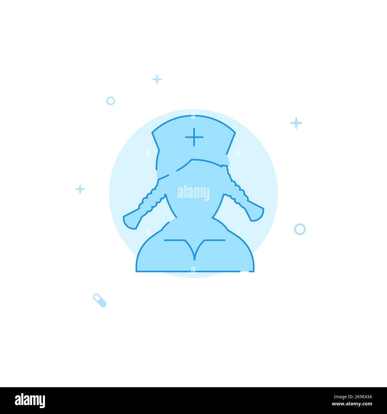 Nurse icon. Flat illustration. Filled line style. Blue monochrome ...