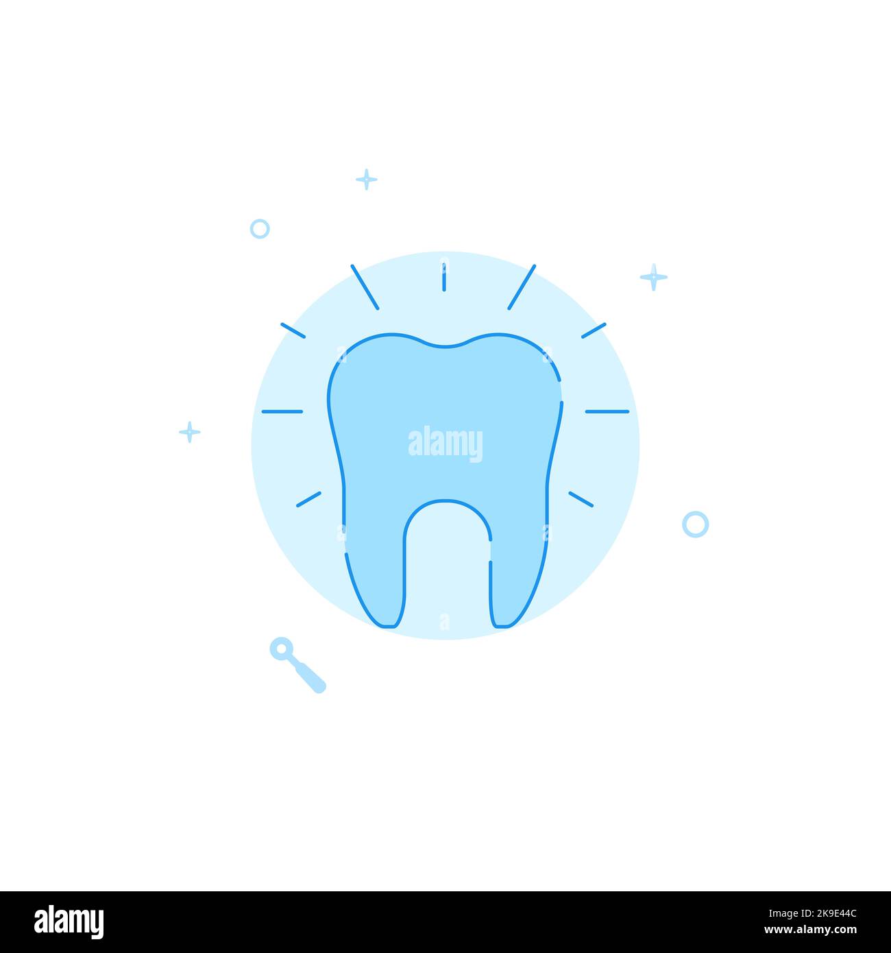 Sparkling tooth icon. Flat illustration. Filled line style. Blue ...