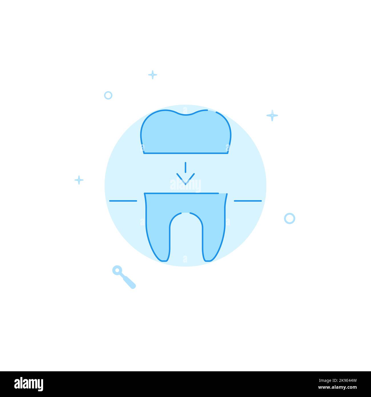 Dental crown icon. Flat illustration. Filled line style. Blue ...