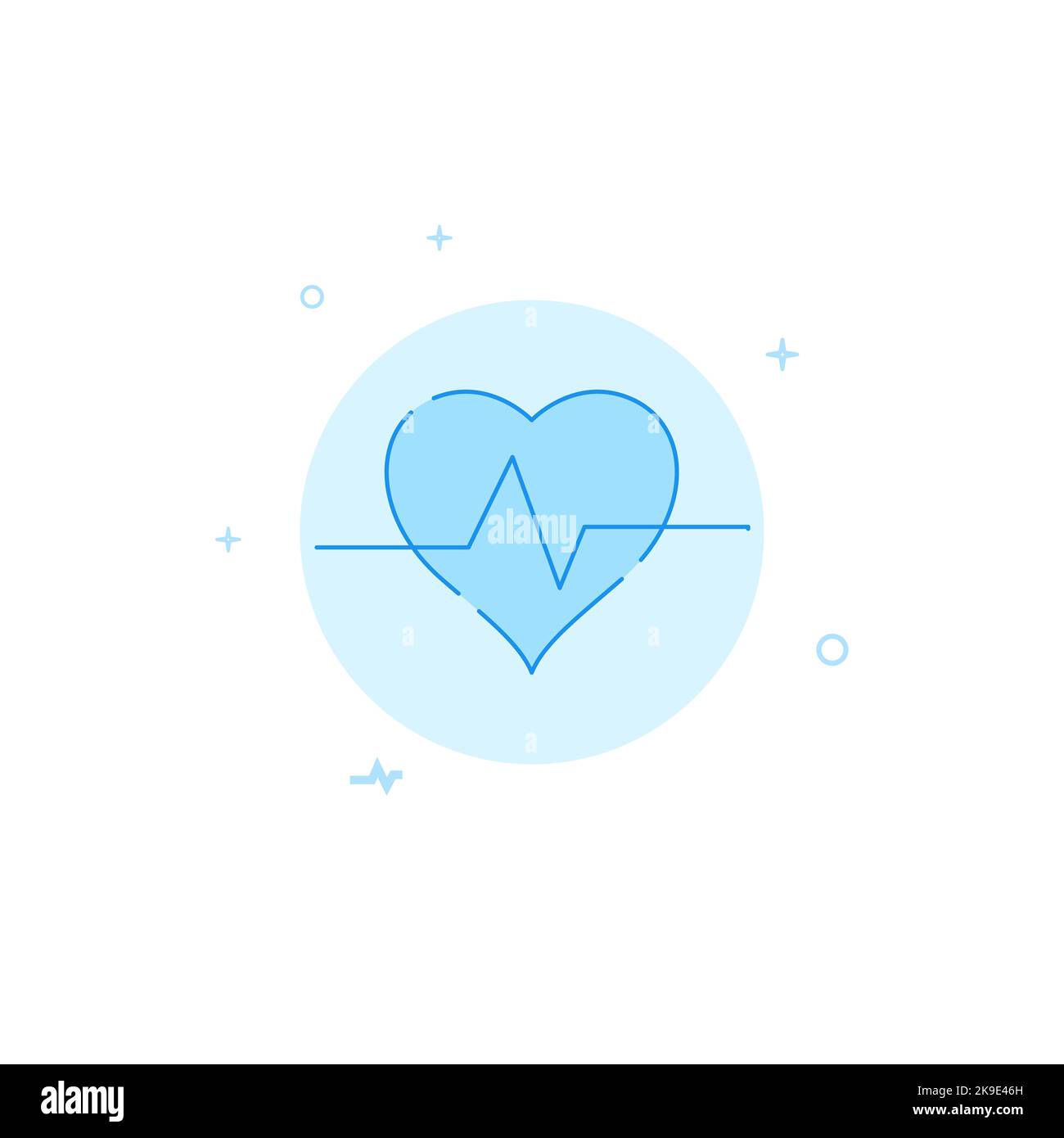 Pulse, cardio, heart rate icon. Flat illustration. Filled line style. Blue monochrome design ...