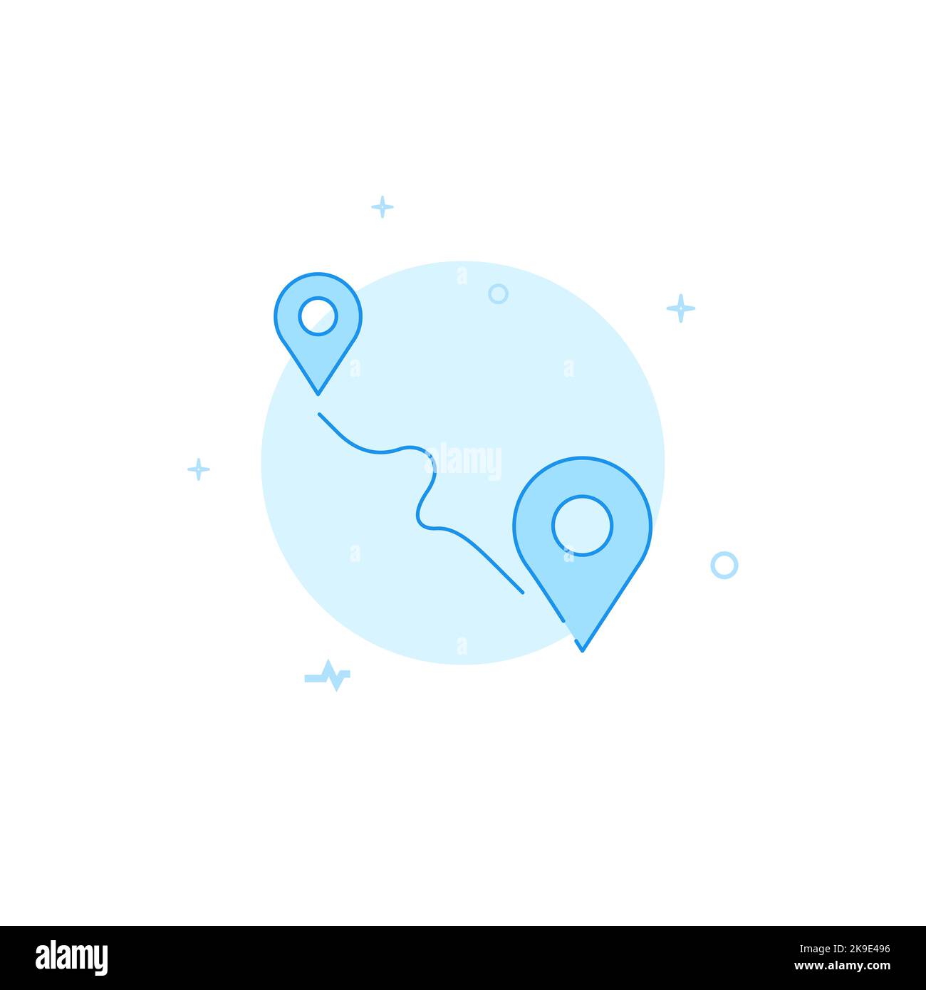 Walking route, jogging icon. Flat illustration. Filled line style. Blue ...