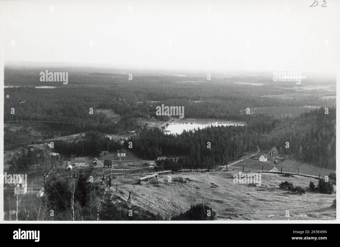 Views site at the top of Taberg, Smålands Taberg can be seen below the ...