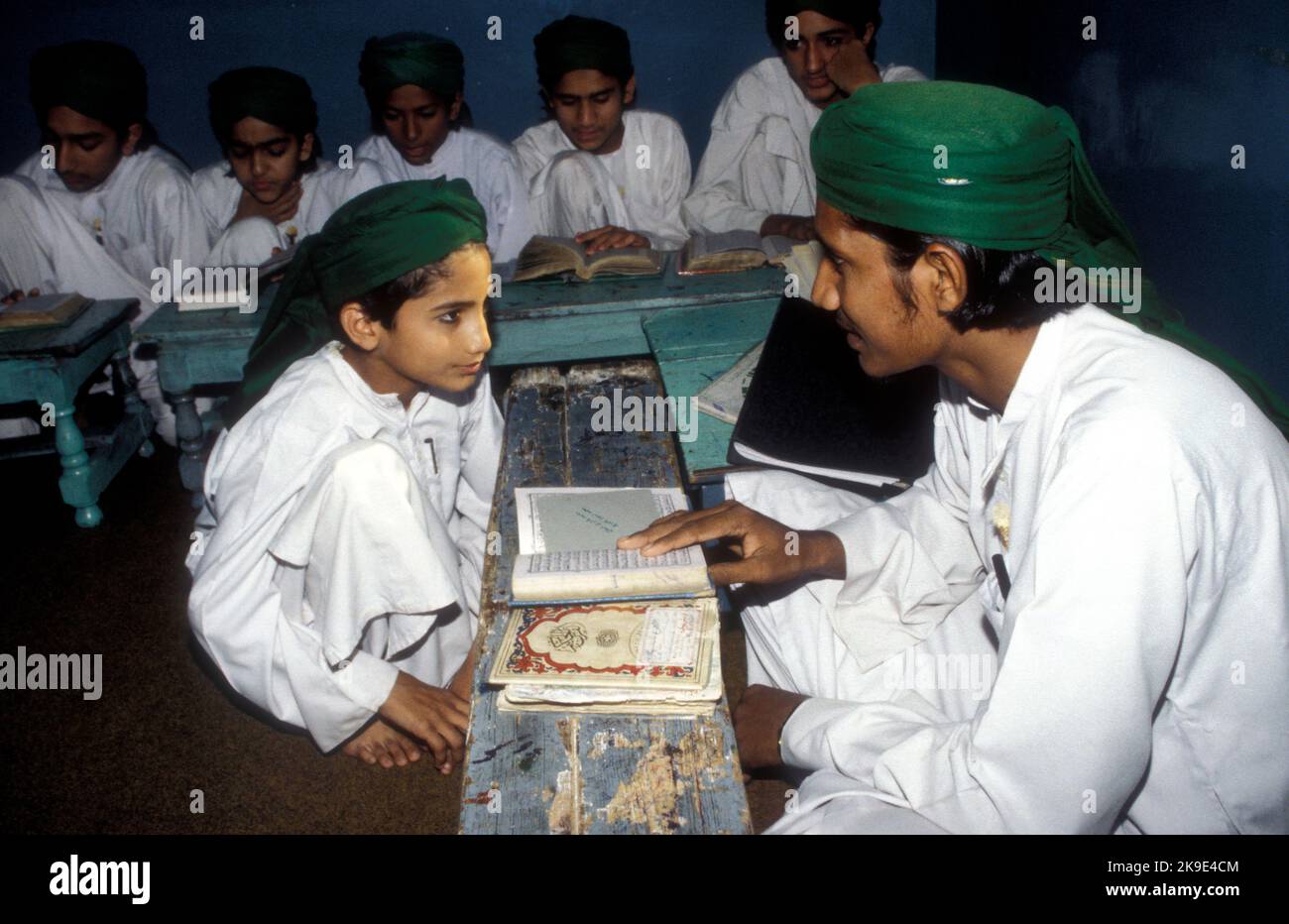 Student and teacher in a quran class in a madrassa in Pakistan Stock ...