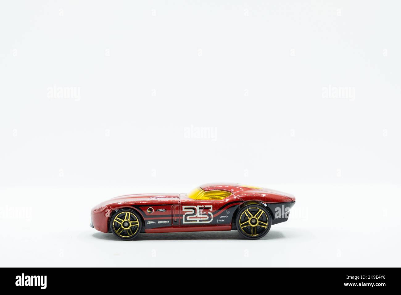 Fast race car toy on white background Stock Photo - Alamy