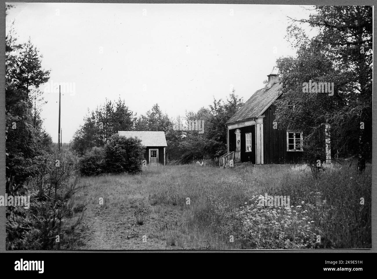 The bus stop in Mossnäs along the former Vimmerby - Ydre Railway, just ...