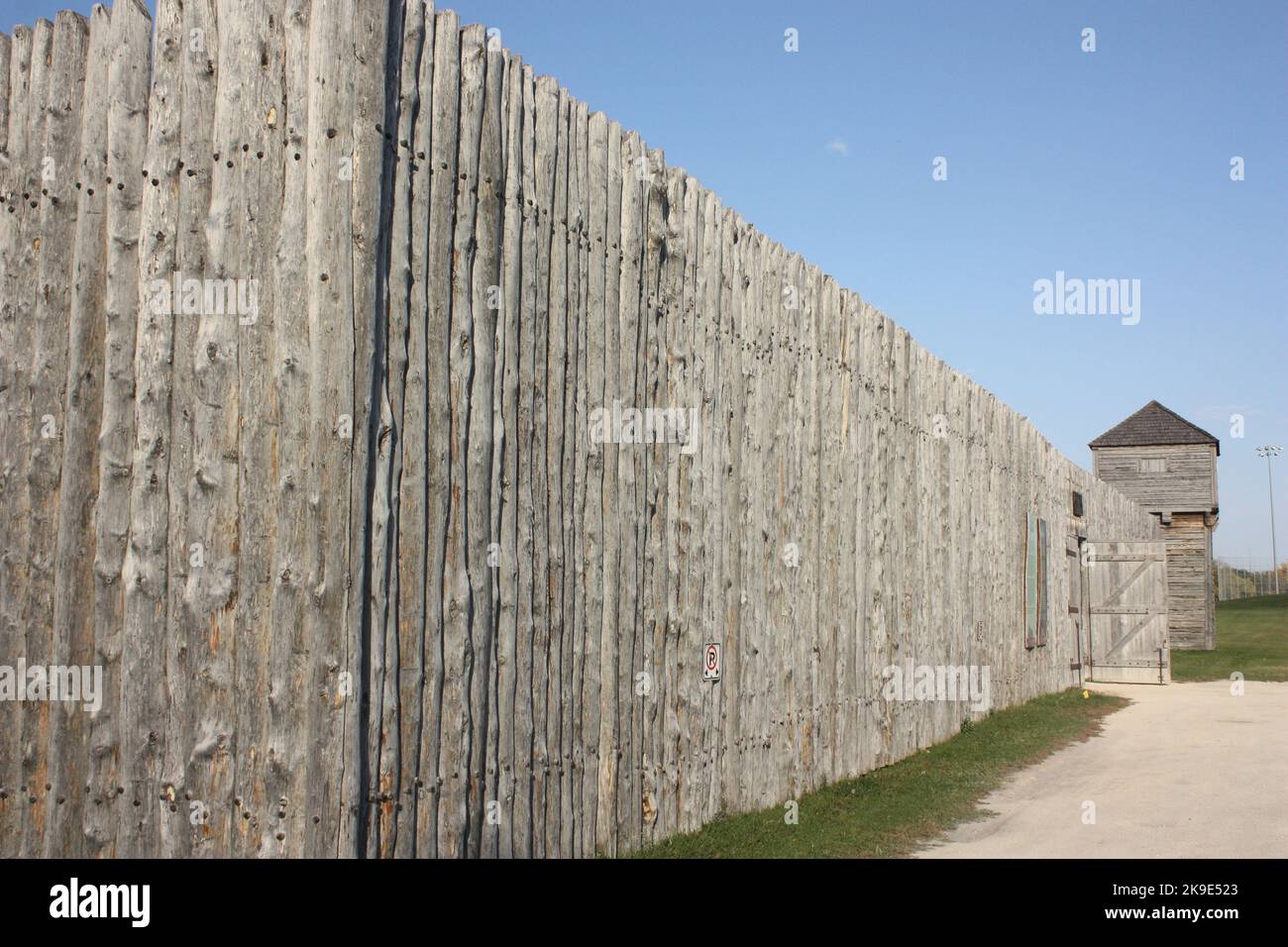 The wooden outer walls of Fort Gibraltar in Winnipeg, Manitoba, Canada ...