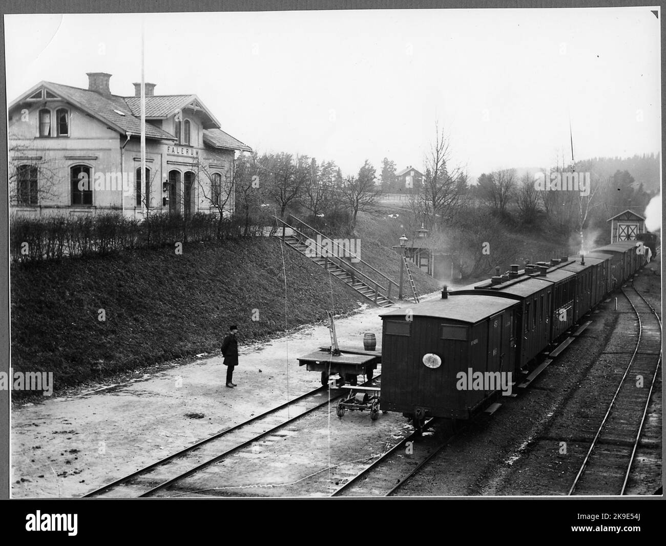 Mixed train set at Falerum station Stock Photo - Alamy