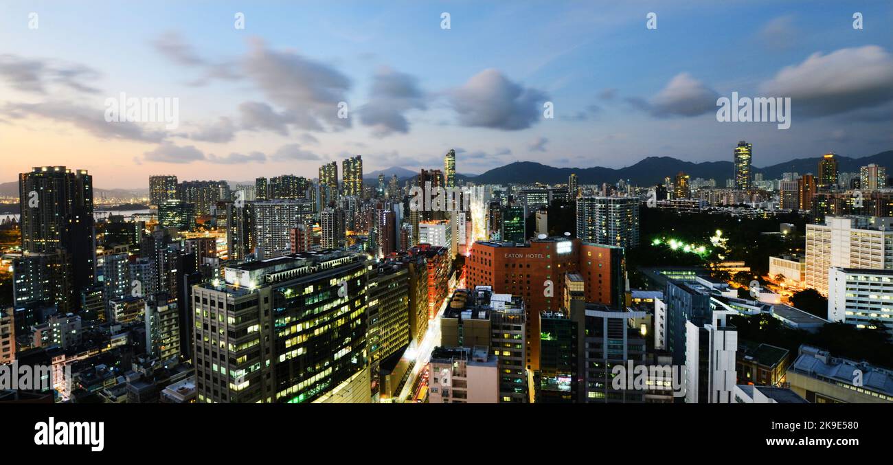 A view of Nathan Road in the Yau Ma Tei and Mong Kok area in Kowloon ...