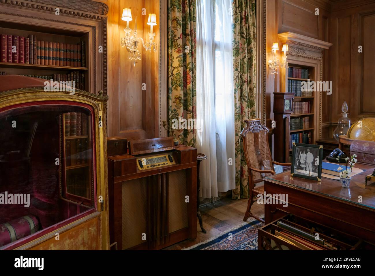 Luxury interior of home library Sitting room with elegant furniture at ...